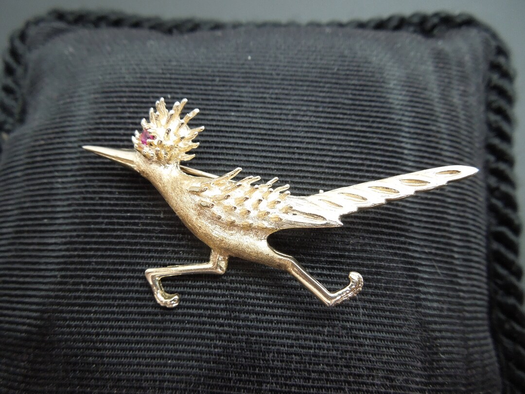B865 Cute 14kt Yellow Gold Road Runner in Motion Pin - Etsy France