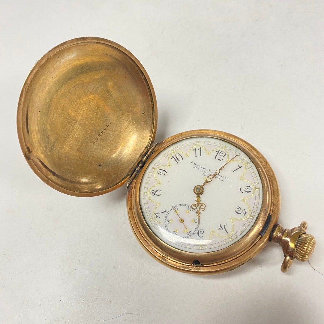 F888 Vintage Elgin Frank Anshutz Gold Tone Mechanical Pocket Watch 15J ...