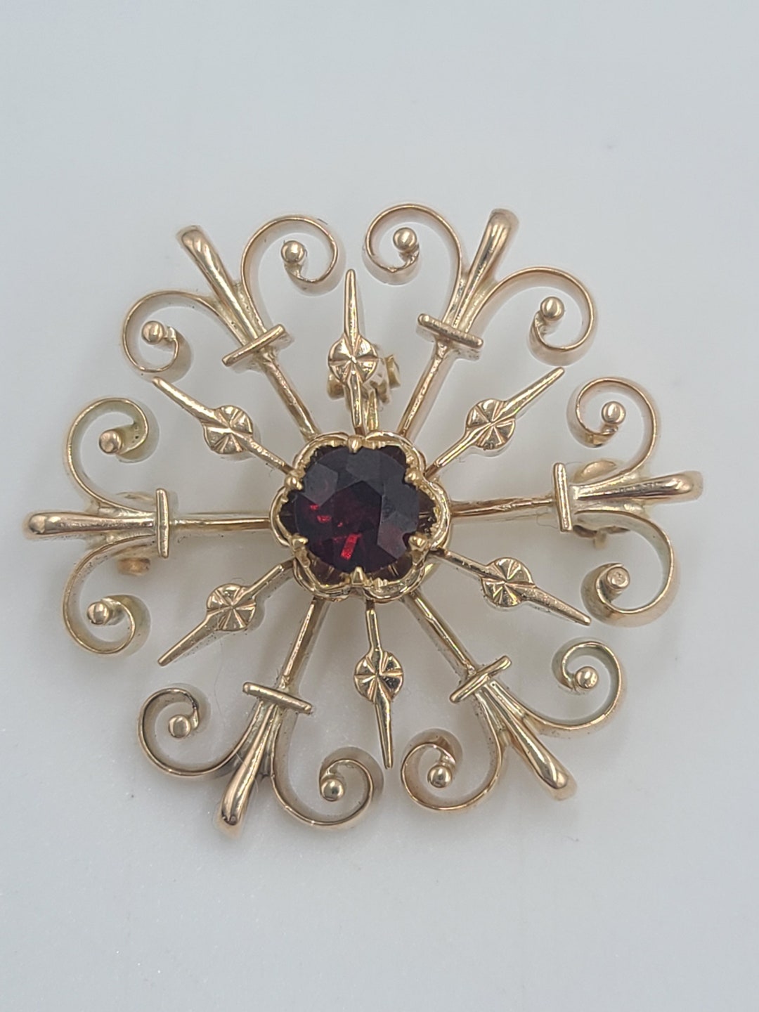 K800 Stunning Vintage Ladies 10kt Rose Gold Garnet Pin and Pendant - Etsy