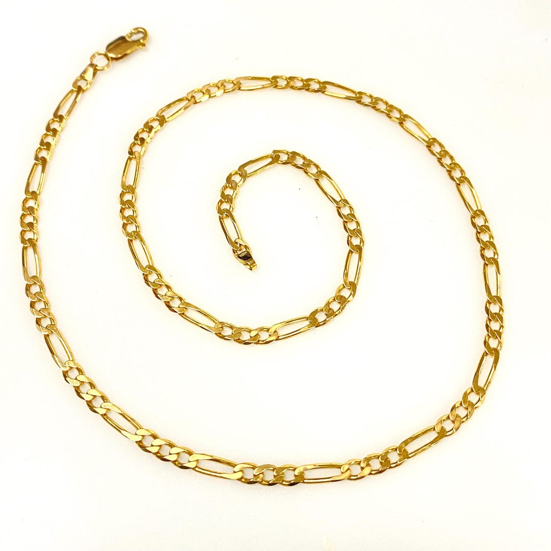 U972 Vintage 14K Yellow Gold Figaro Style Chain Necklace 18" Long - Etsy