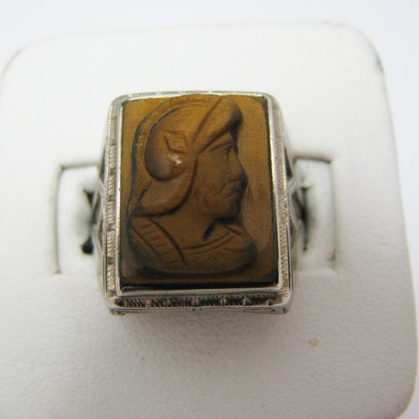 Mens Vintage Carved Tiger Eye Ring - Etsy