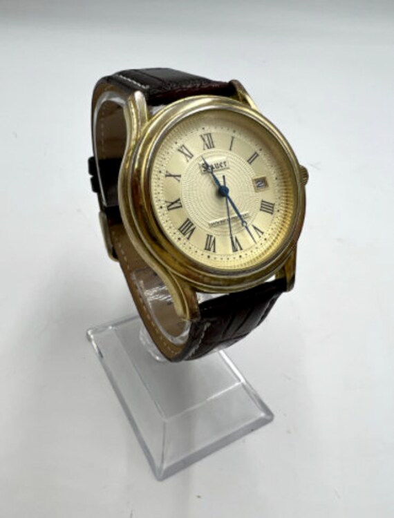 t635 Stauer Metropolitan Gold Tone Wrist Watch - Gem