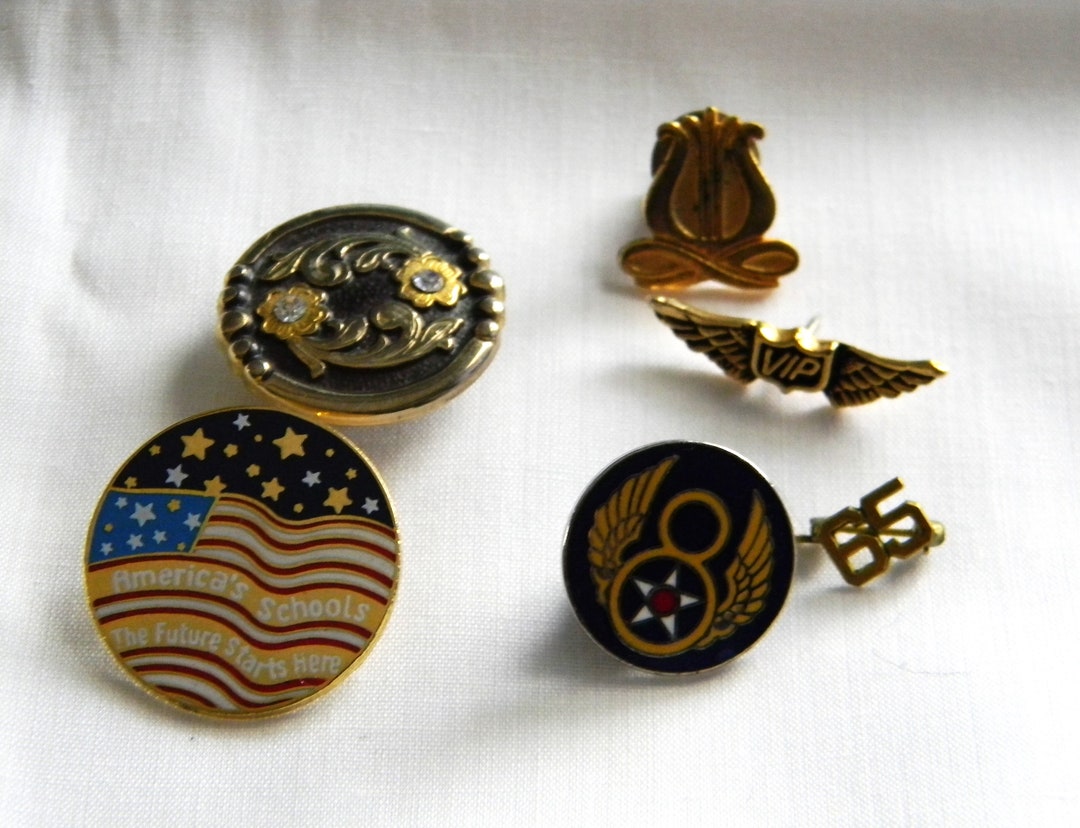 P429 Assorted Lot of 6 Hat or Lapel Pins Music, Year, School Etc. - Etsy