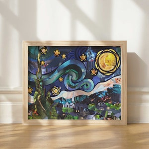 Starry Night Vincent Van Gogh Collage Print by Lauren Muse Artpoptart ...