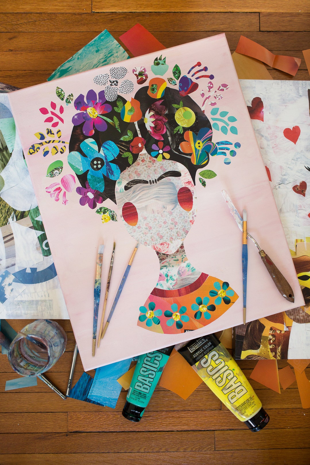 Frida Kahlo Portrait, Frida Collage, Feminist Wall Art, Bohemian Decor ...
