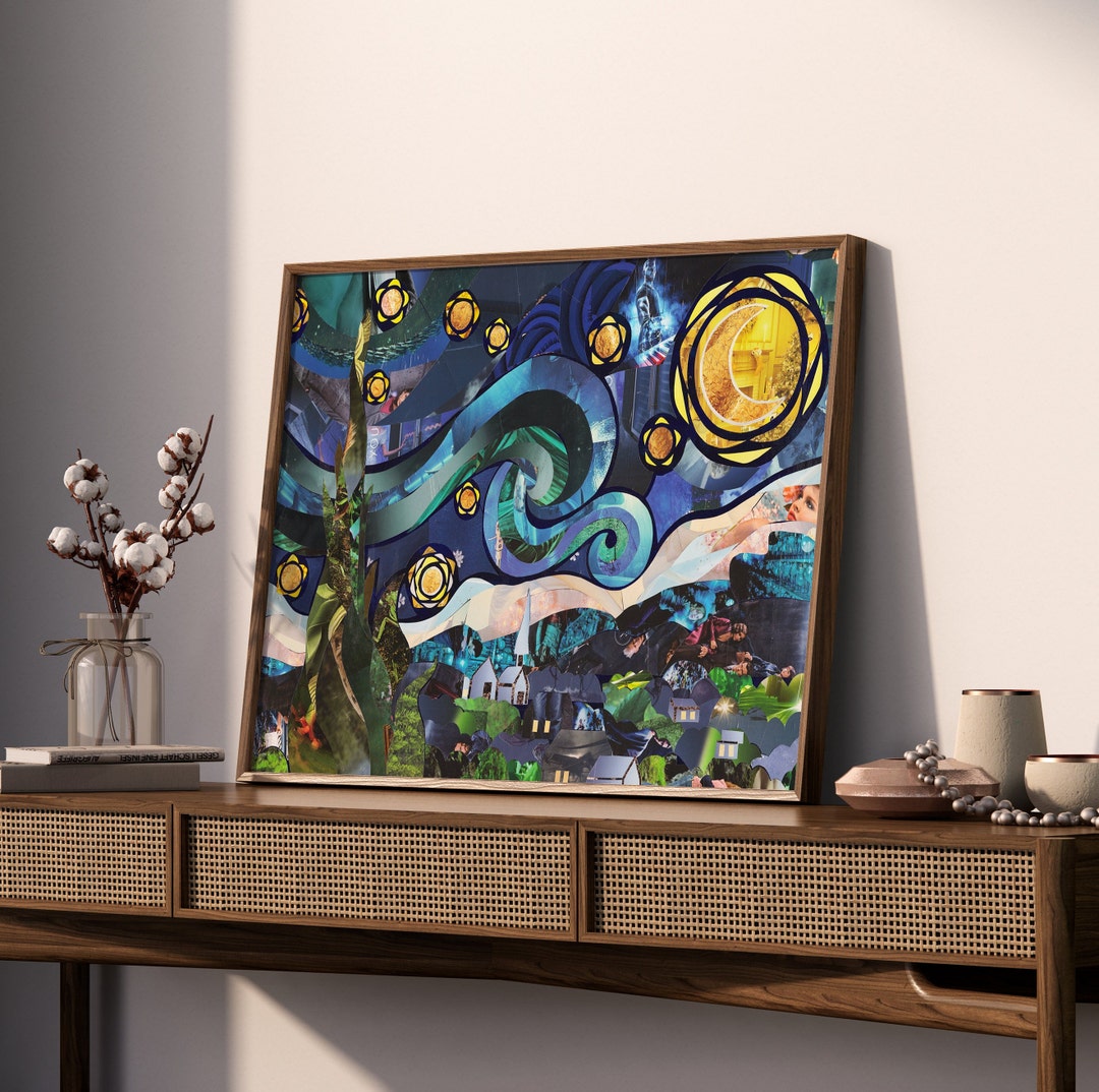 Starry Night Vincent Van Gogh Collage Print by Lauren Muse Artpoptart ...