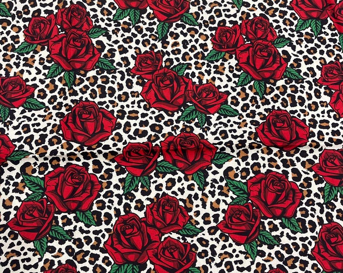 LAST PIECE - Red Rose Cheetah Fabric - Etsy