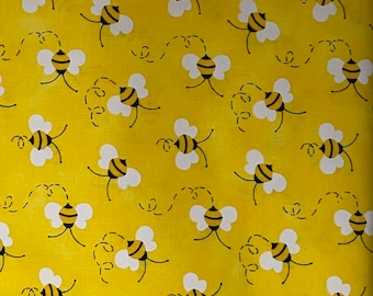 Bee Fabric Farm Bees in Yellow Premium Quality 100% Cotton Fabric From ...