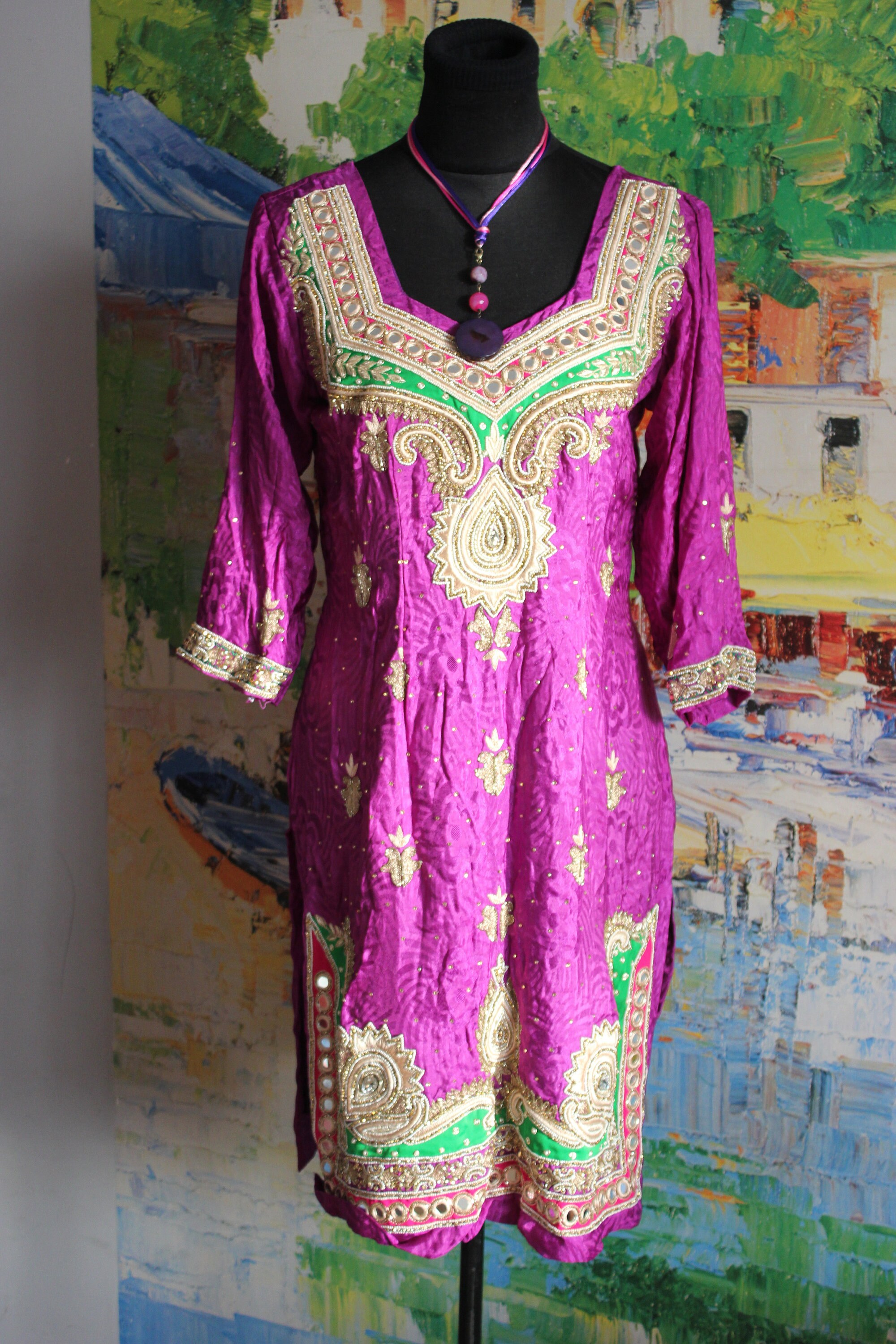 Hand Embroidered Indian Dress Tunic Blouse Shirt Longline Top | Etsy