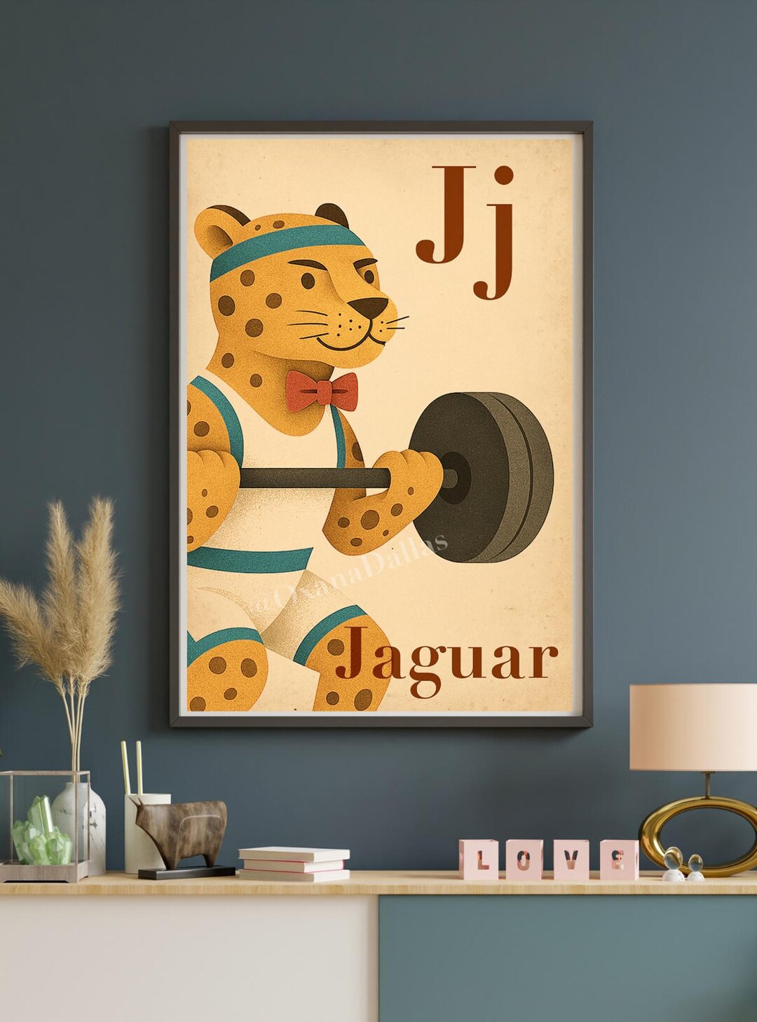 Alphabet J Jeopard Athlet Poster Print: Whimsical Nursery Art (digital ...