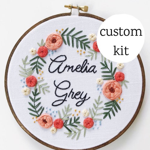 KIT Custom Embroidery Kits for Adults and Moms Baby Name - Etsy