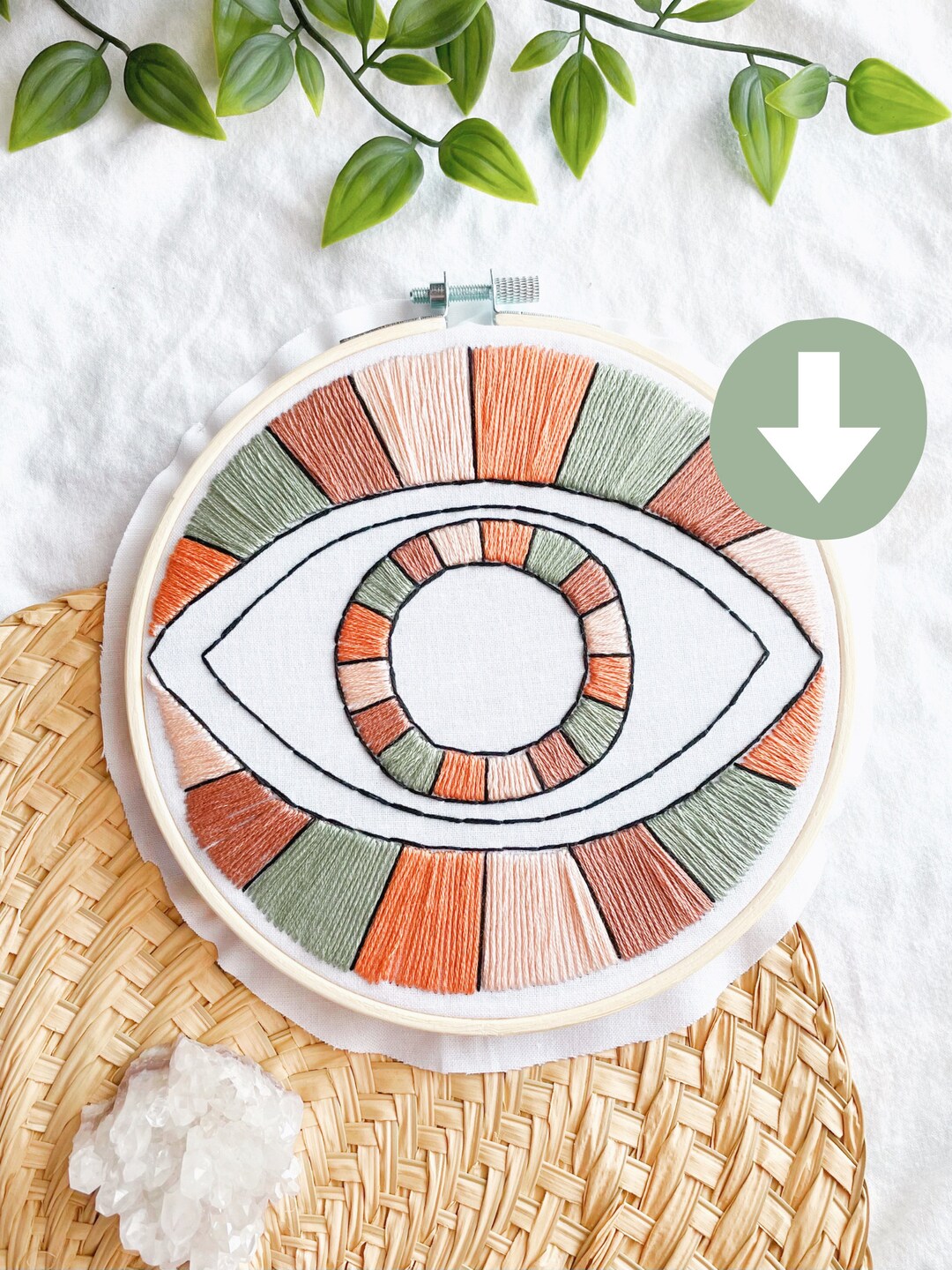 Eye Embroidery Pattern With Boho Retro Colors - Beginner Friendly - PDF ...