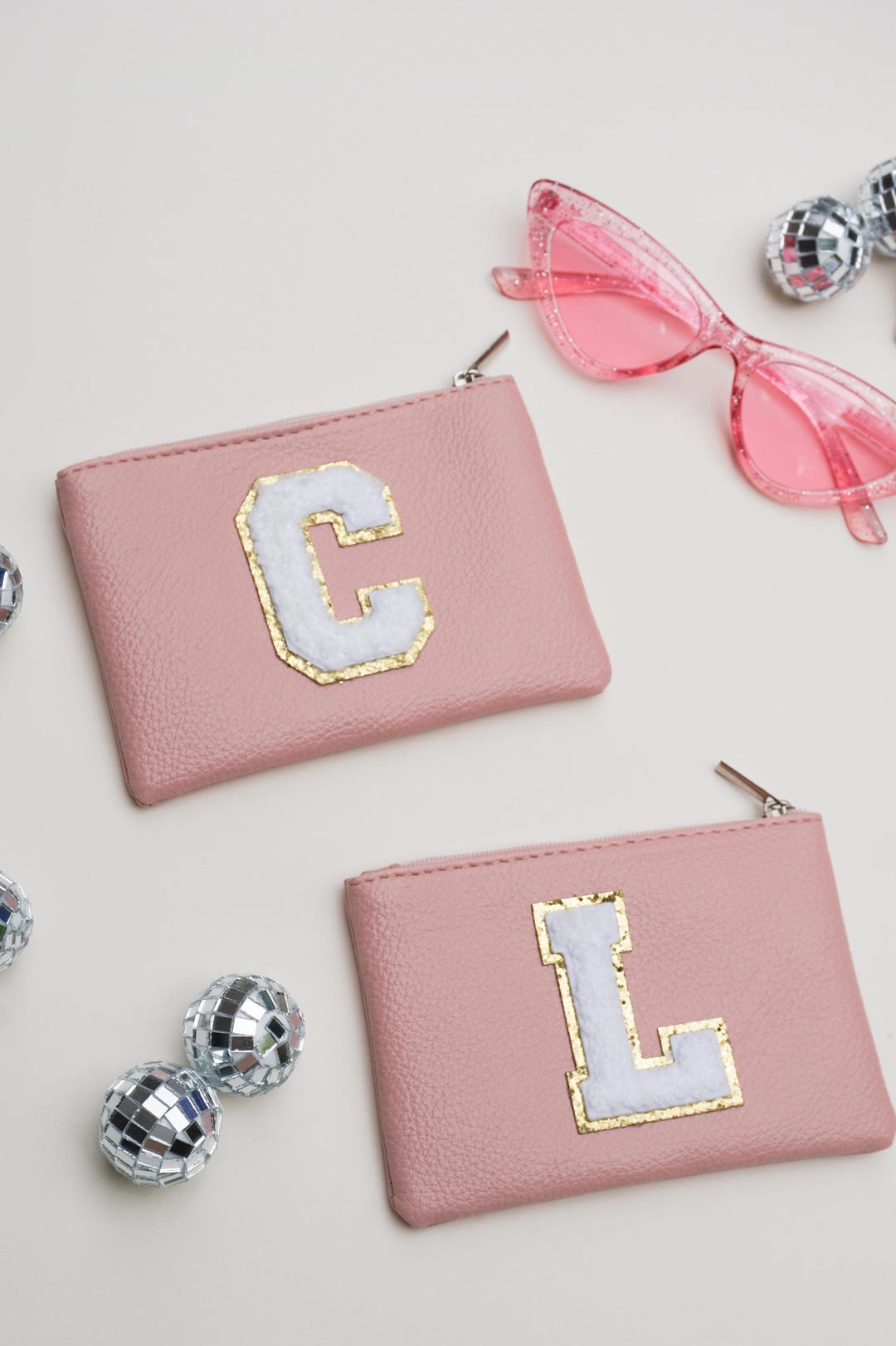 Personalized Tween Girl Gift Custom Pouch Bag With Initial Pink Zipper ...