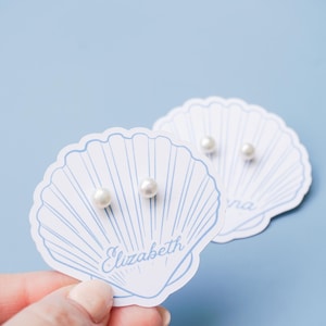 Shell Bachelorette Bridal Party Favor Gift Pearl Earring for Bridesmaid ...