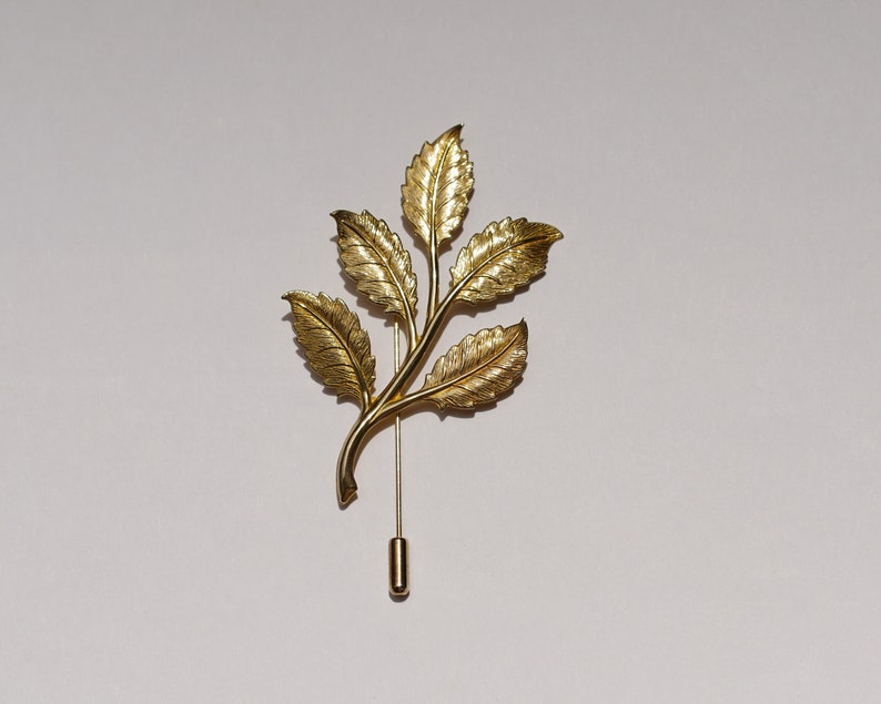 Gold Wedding Boutonniere Groom Gold Leaf Lapel Pin Groomsmen Buttonhole ...
