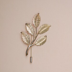 Gold Wedding Boutonniere Groom Gold Leaf Lapel Pin Groomsmen Buttonhole ...