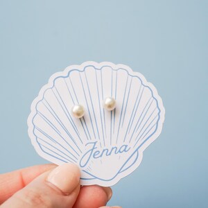 Shell Bachelorette Bridal Party Favor Gift Pearl Earring for Bridesmaid ...