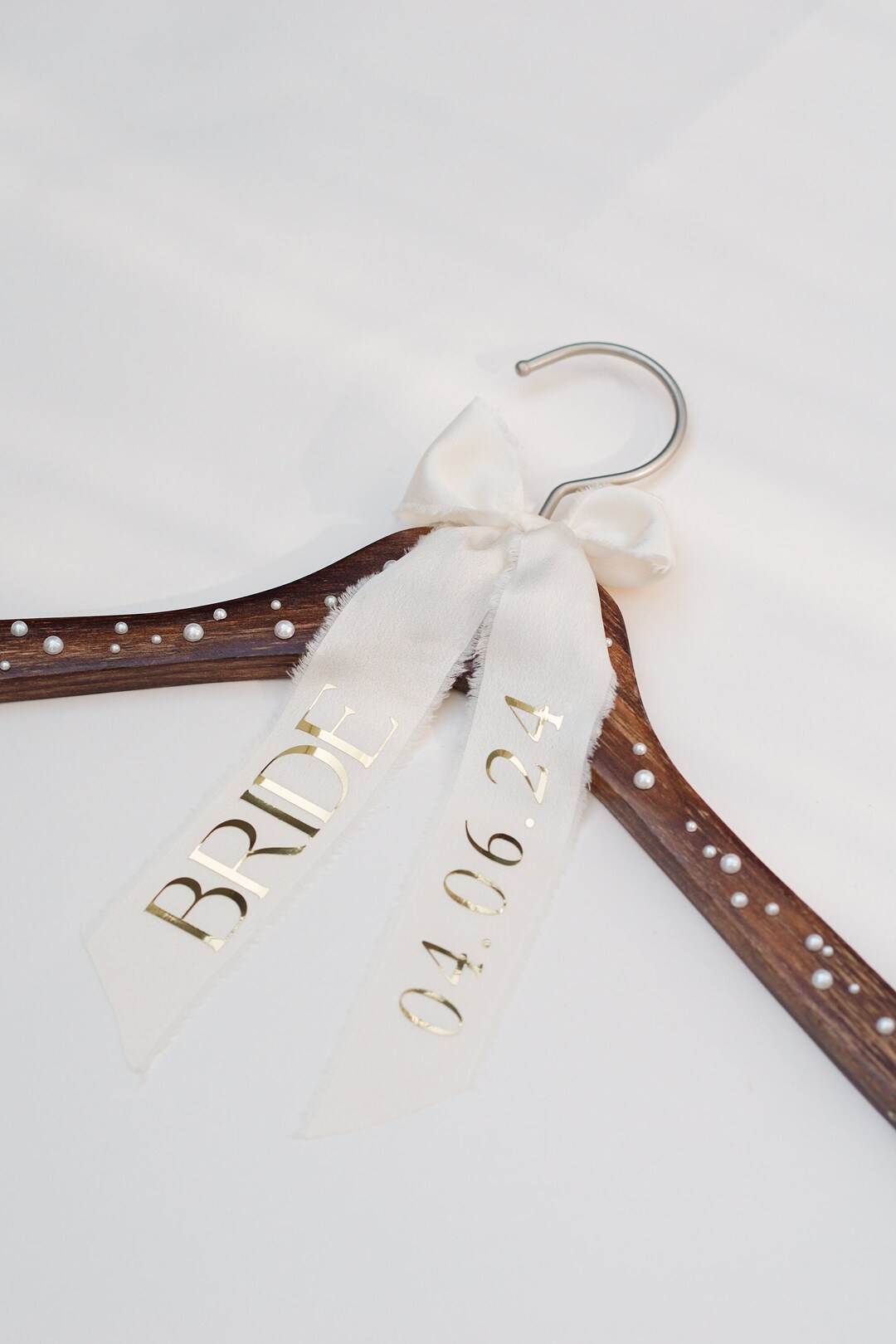 Pearl Bow Custom Bride Hanger for Wedding Dress Hanger Mrs Hanger for ...