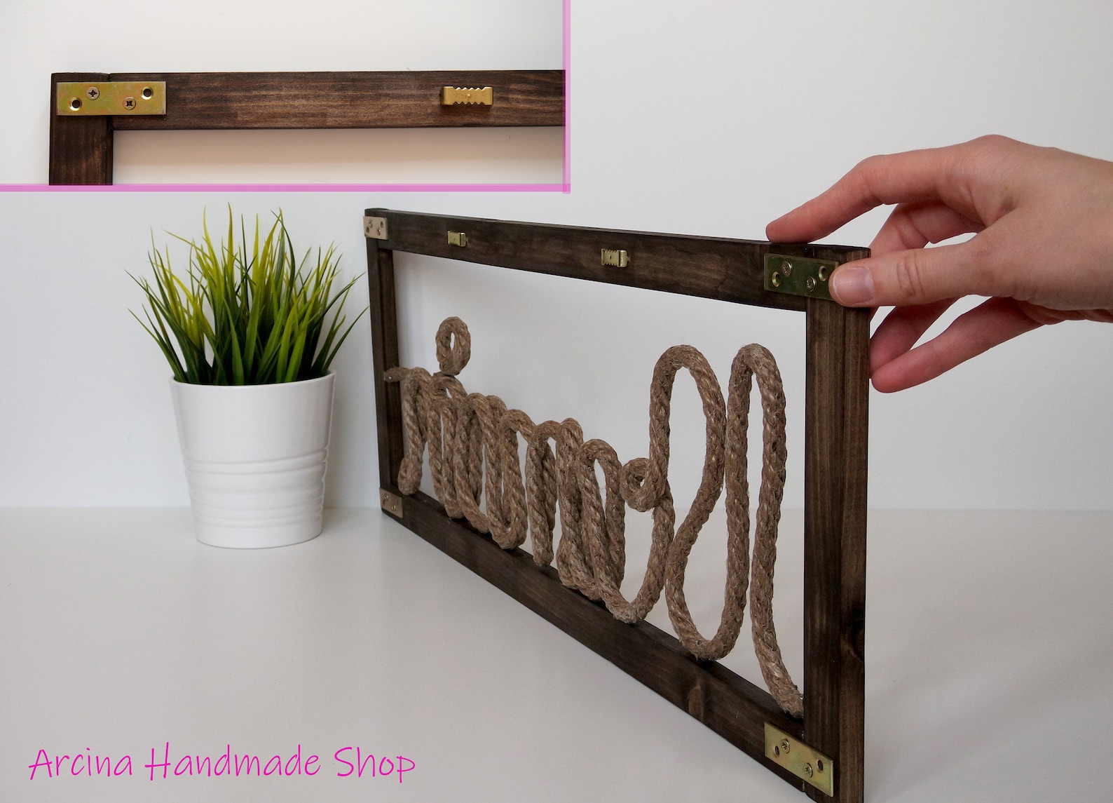 Personalized Stained Wood & Rope Name Sign Framed First-name | Etsy