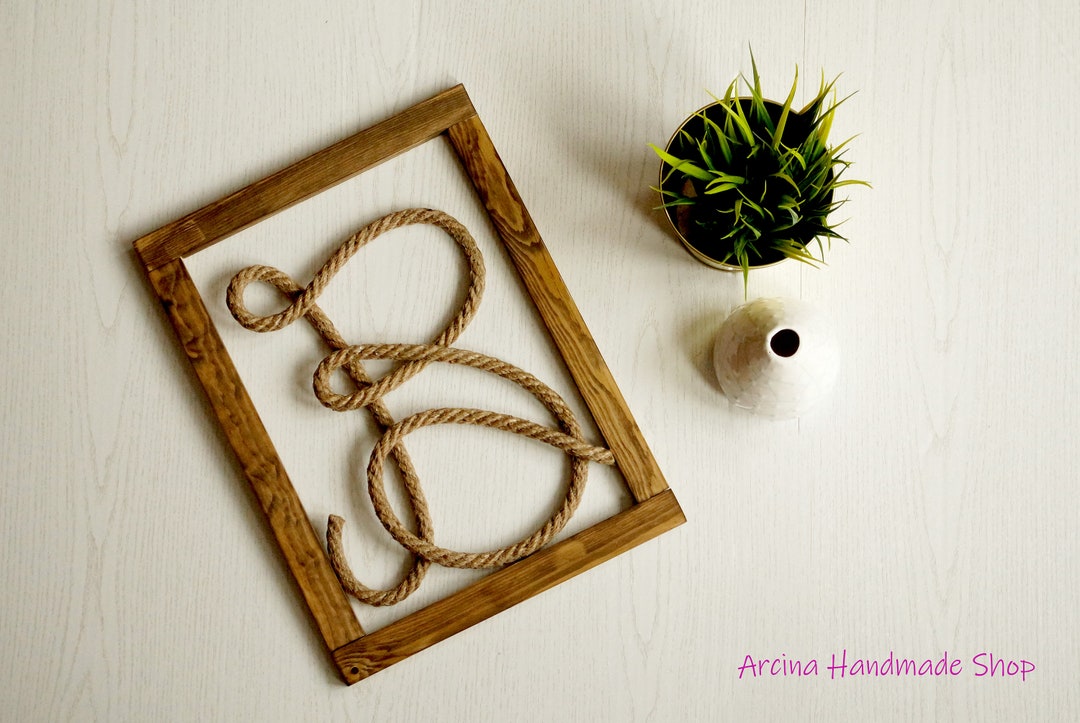 Wood Framed Rope Letters, Custom Kid Room Rustic Decor Name Letter to ...