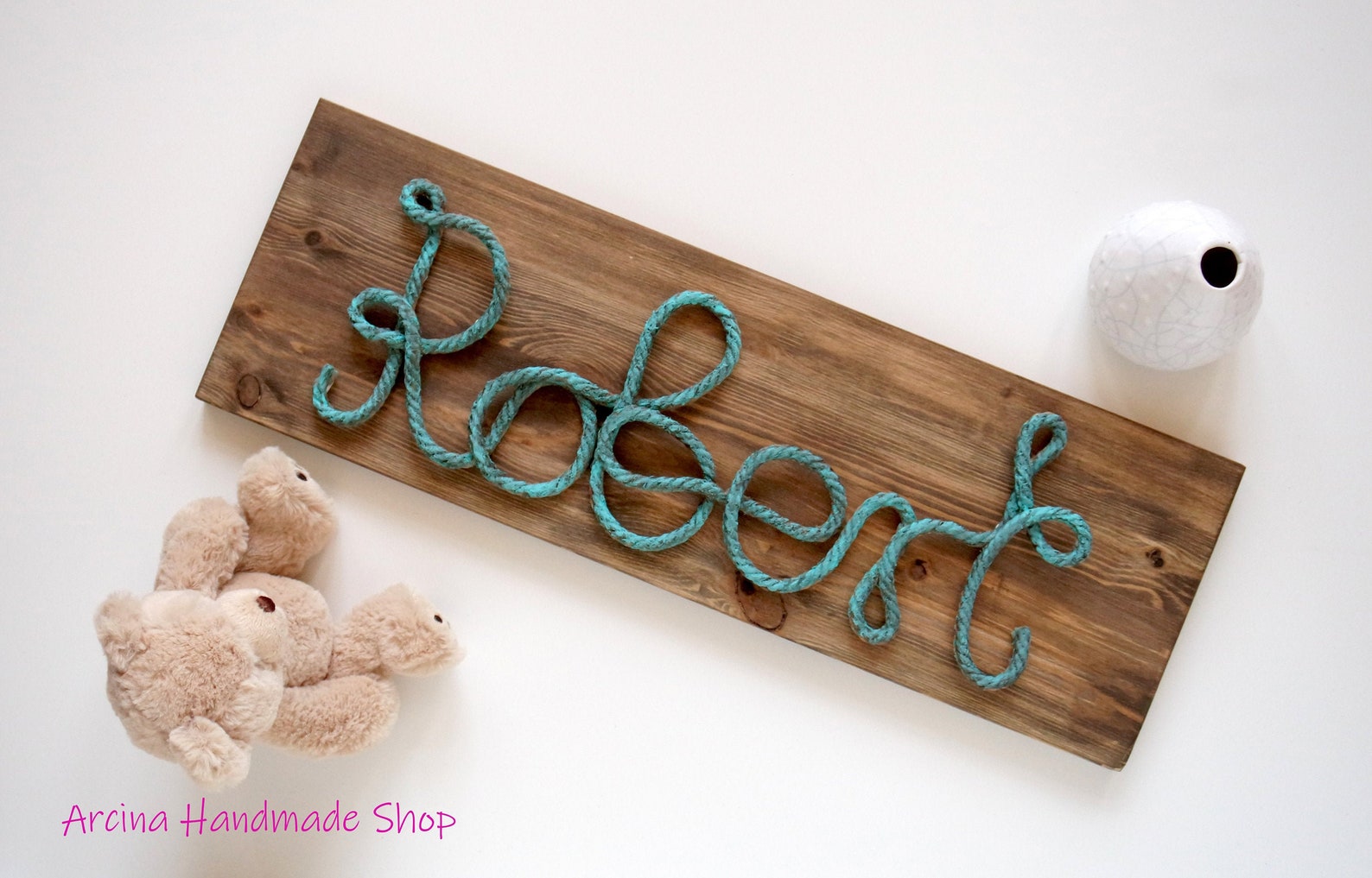 Shabby Chic Wood & Rope Name Sign Personalized Nursery Name | Etsy