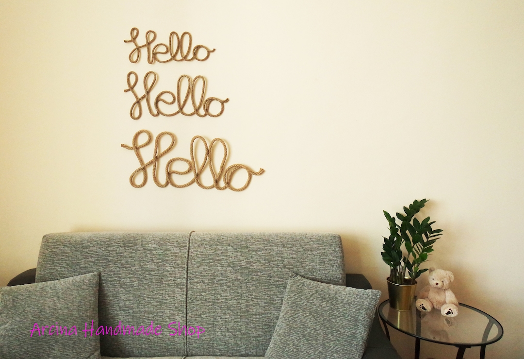 Rope Hello Wall Sign: Rustic Farmhouse Decor - Etsy