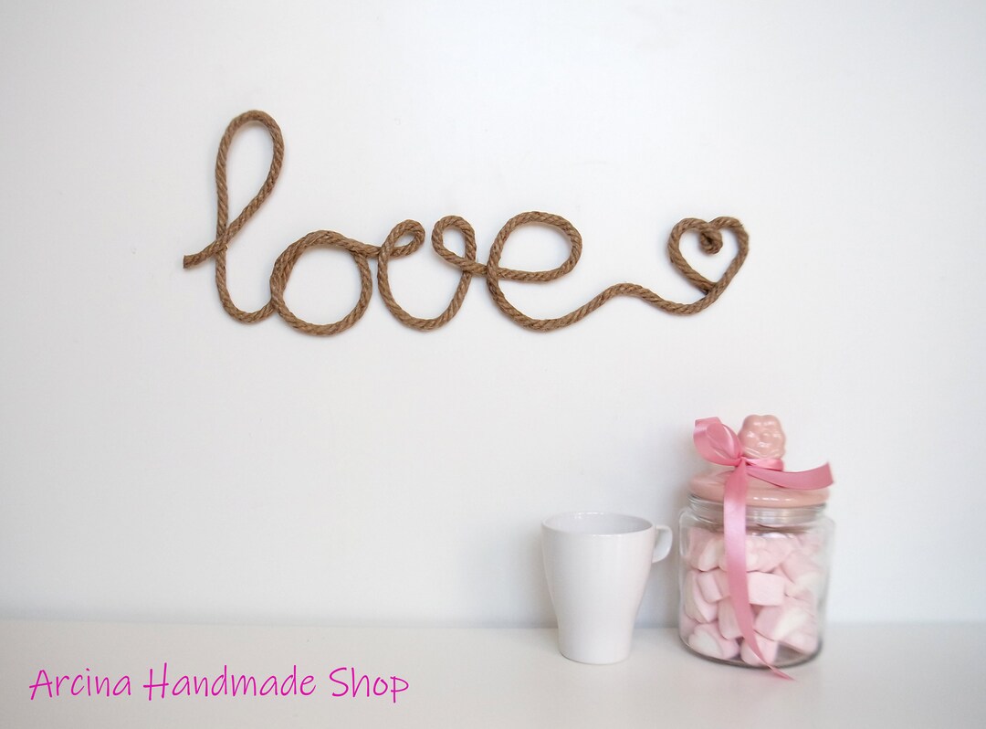 Rope Cat Love Wall Letters, Natural Eco-fiendly Wall Decor Cat Love ...