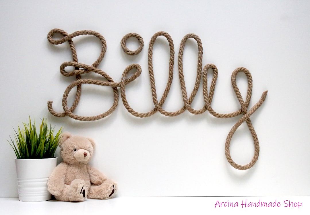 Large Wall Name Sign for Nursery, Rope Name Personalized Wall Decor ...