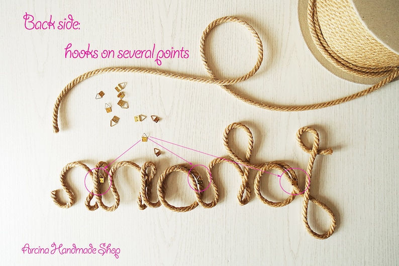 Personalized Name Wall Decor Stone Effect Rope Name Sign | Etsy