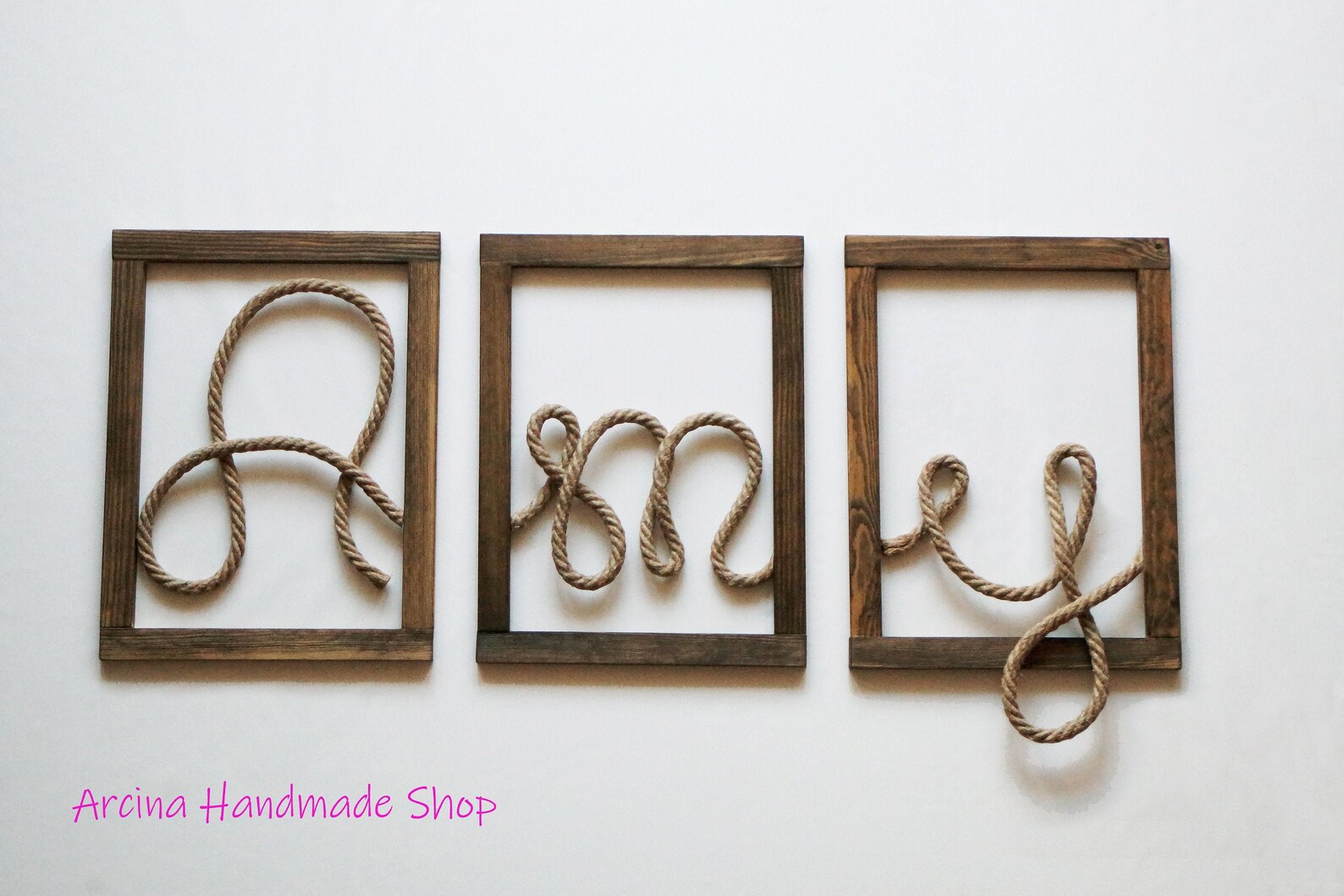 Wood Framed Rope Letters Custom Kid Room Rustic Decor Name - Etsy