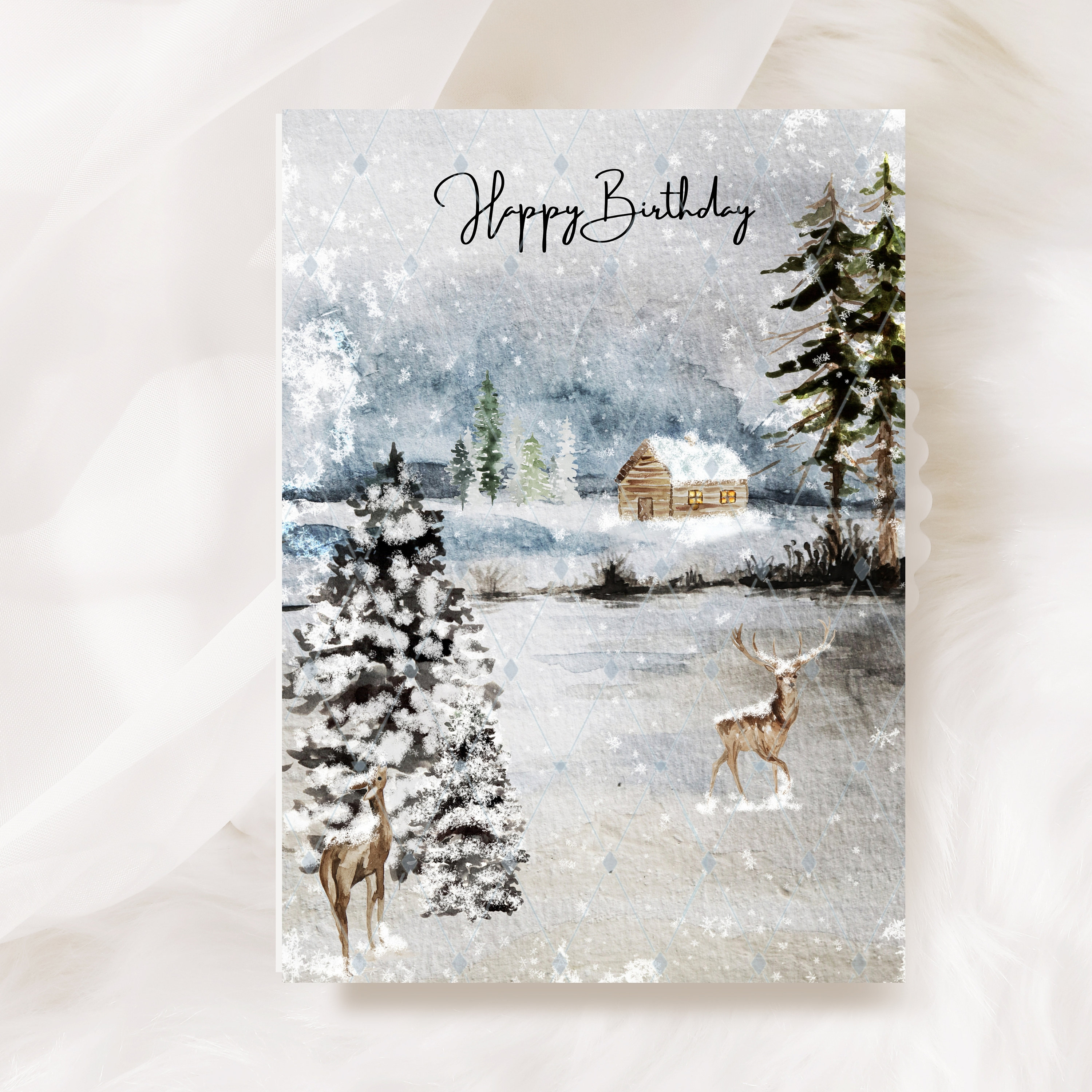 Winter Birthday Card, Birthday Card for Winter Birthday, Winter Happy ...