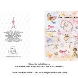 Bon Anniversaire French Happy Birthday Card, Coquette-style ...