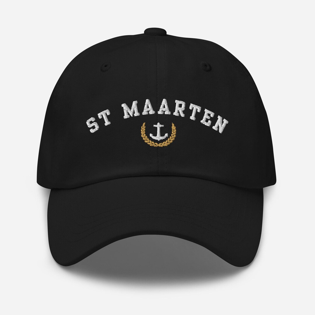 St Maarten Embroidered Souvenir Hat With Anchor and Gold Laurel Crest, West Indies, Sint Maarten ...