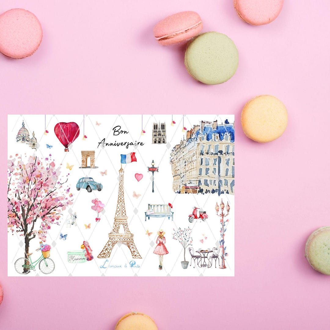French Happy Birthday Bon Anniversaire Card for Women Men, Greeting ...