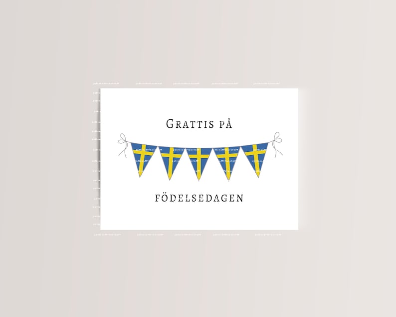 Swedish Birthday Card: Grattis På Födelsedagen, Sweden Flag Bunting - Etsy