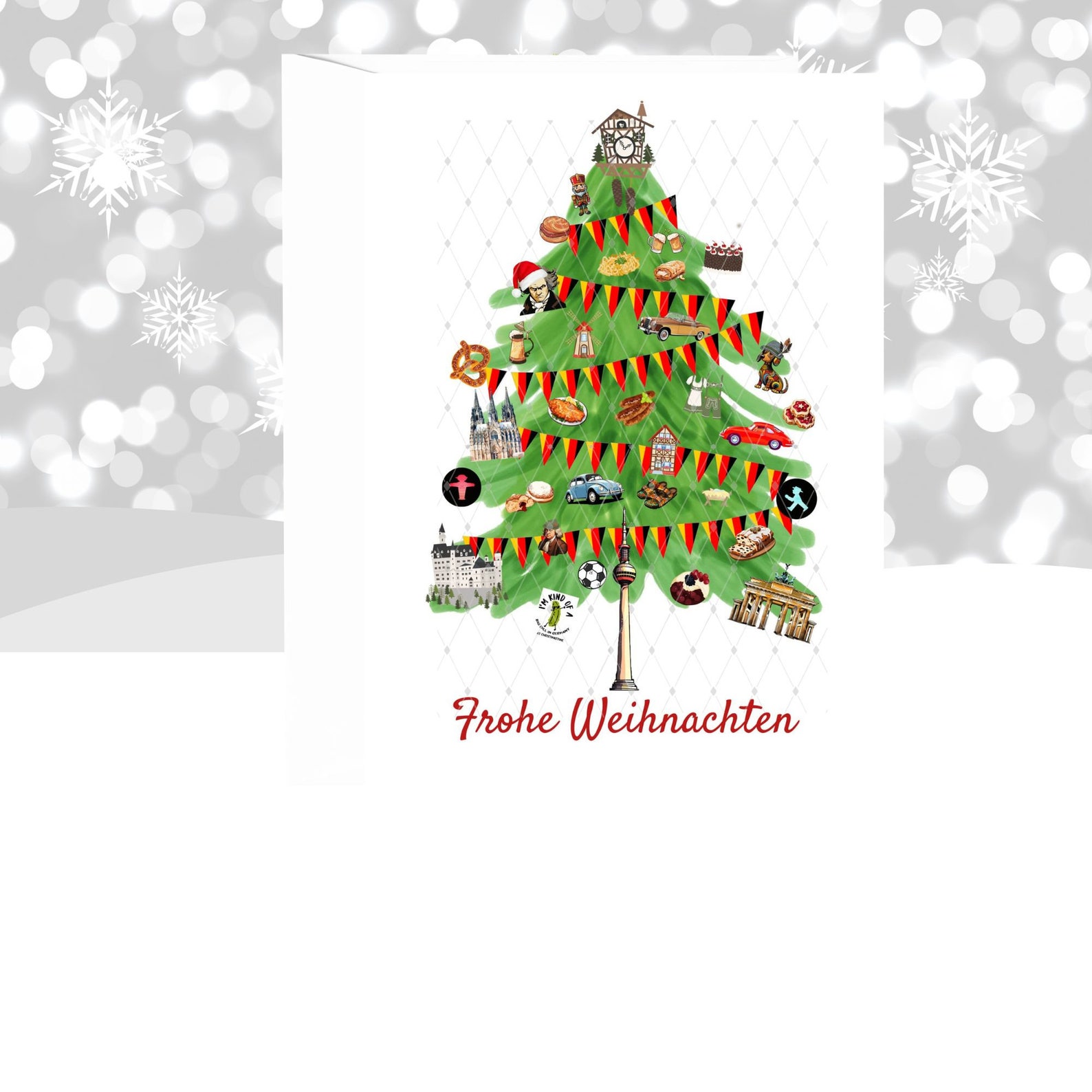Whimsical German Christmas Card: Frohe Weihnachten - Etsy