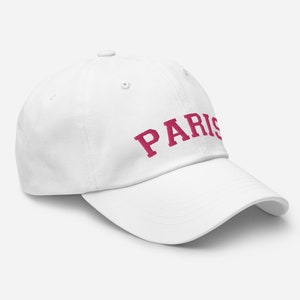 Paris Hat in White With Pink Letters, Paris Embroidered Hat, Girls Trip ...