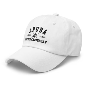 Aruba Baseball Cap: White Cotton Twill, Black Embroidered Letters - Etsy