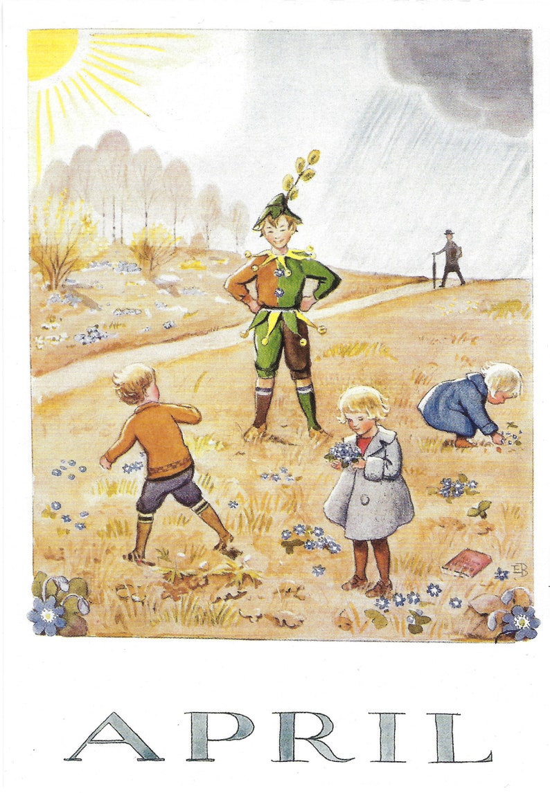 Elsa Beskow Month Postcards: Swedish Art for Nature Table - Etsy
