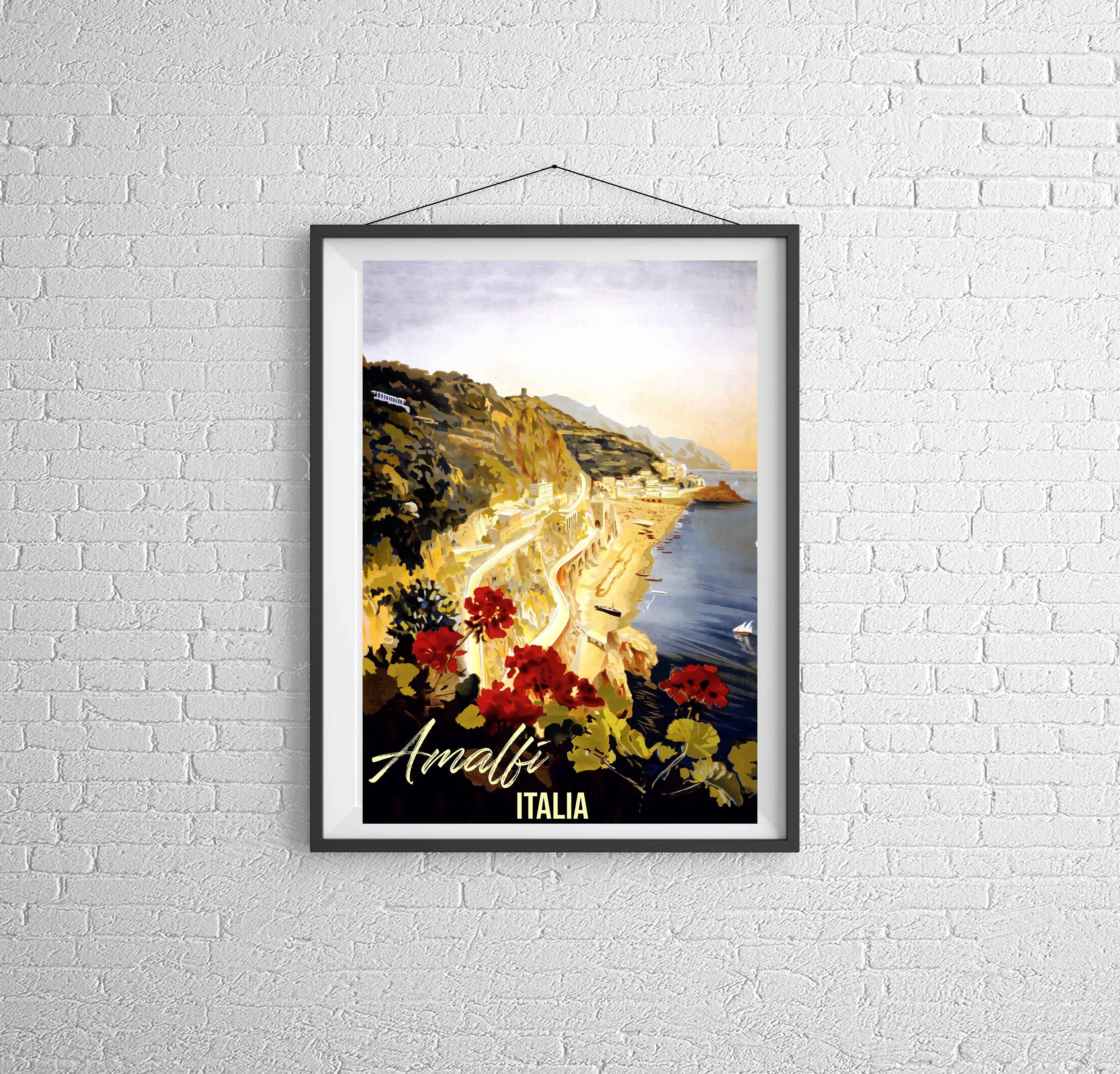 Amalfi Coast Travel Poster Italy Digital Wall Art Print Italy Wall Art - Etsy