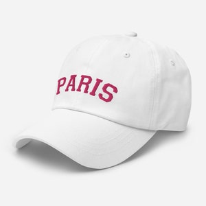Paris Hat in White With Pink Letters, Paris Embroidered Hat, Girls Trip ...