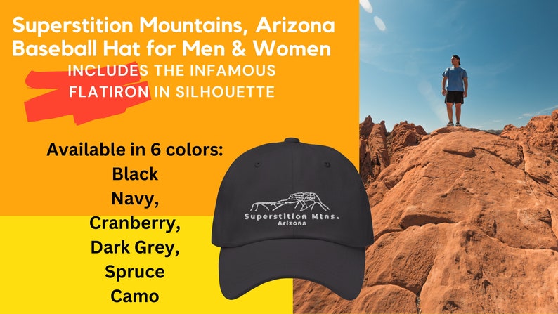 Superstition Mountains Baseball Hat: Arizona Hiking Gift - Etsy