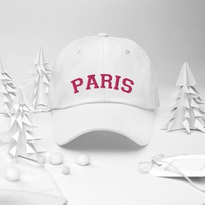 Paris Hat in White With Pink Letters, Paris Embroidered Hat, Girls Trip ...