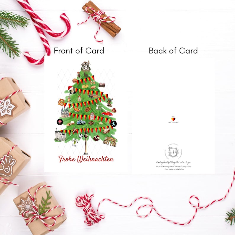 Whimsical German Christmas Card: Frohe Weihnachten - Etsy