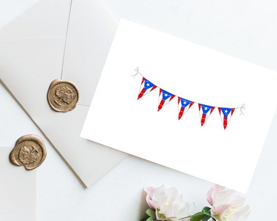 Puerto Rico All-occasion Flag Bunting Greeting Card Puerto - Etsy