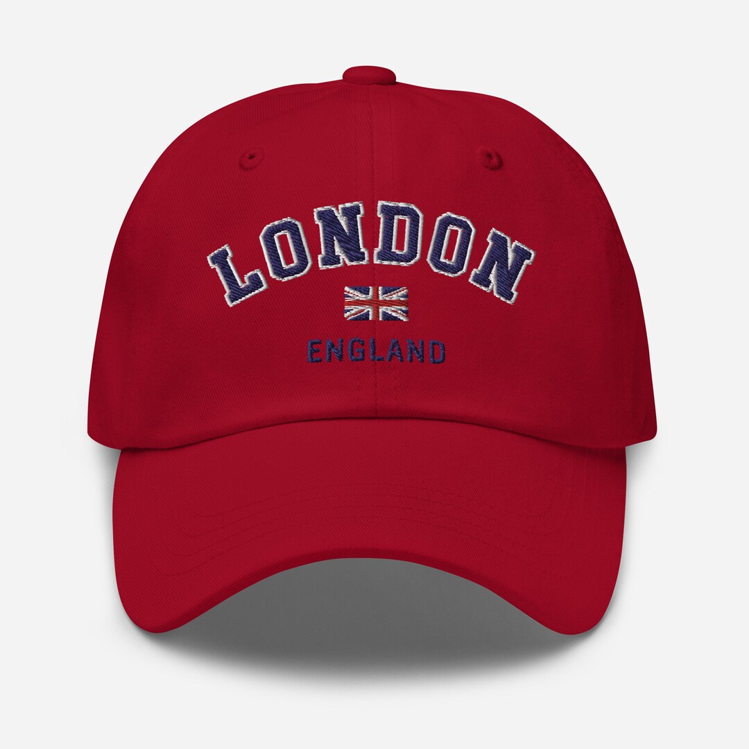 London England Embroidered Red Baseball Hat With Union Jack Flag ...