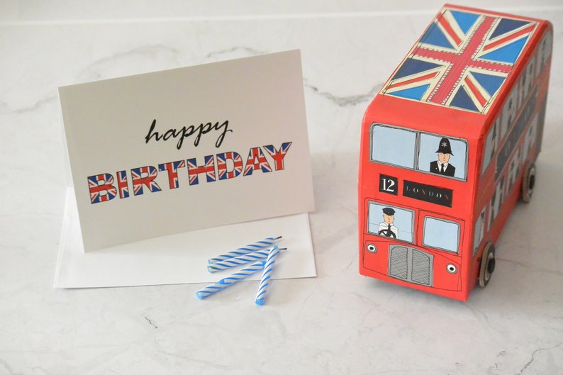British Happy Birthday Card With Union Jack Letters - Etsy