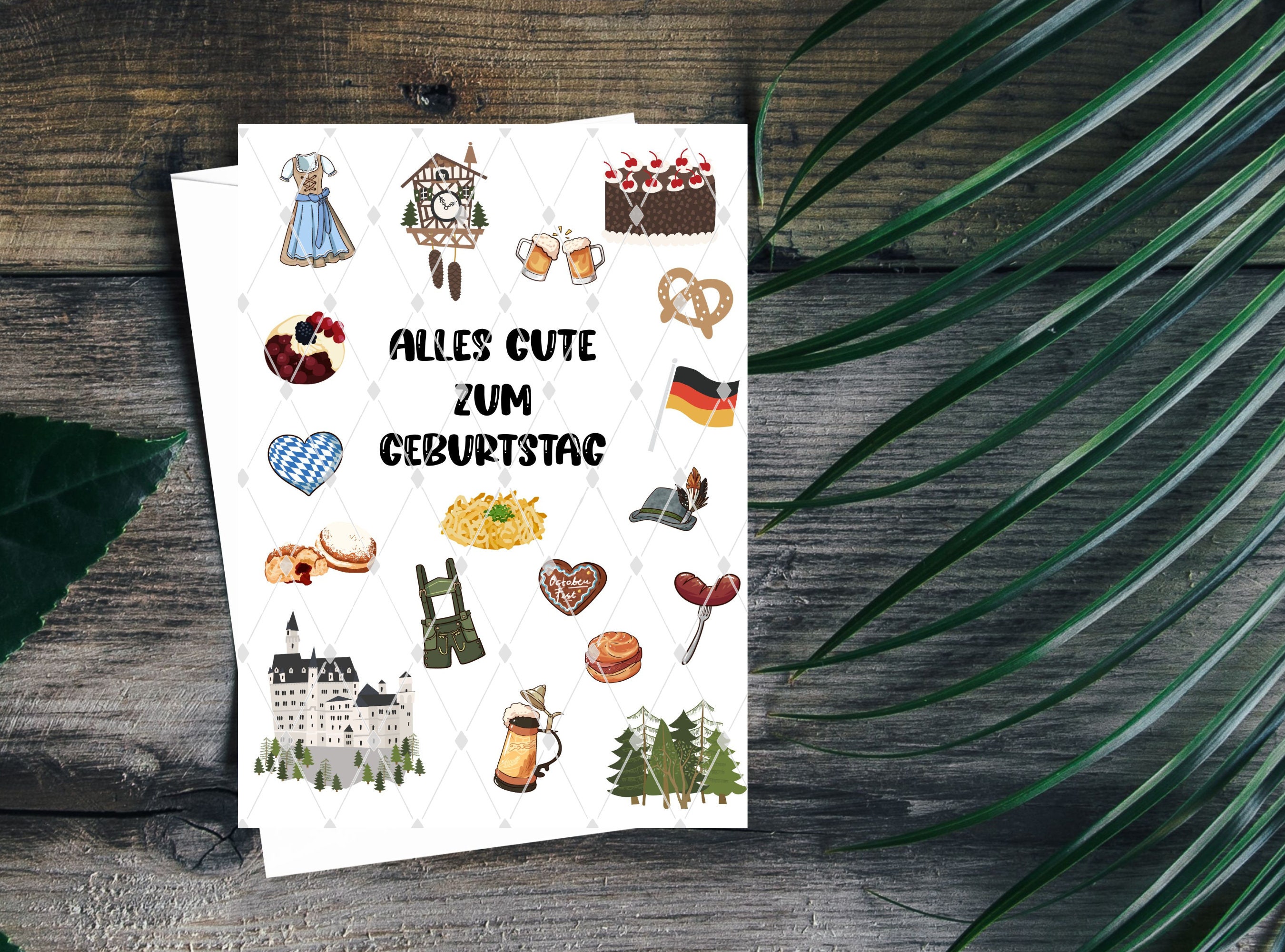 German Happy Birthday Card With Envelope - Etsy