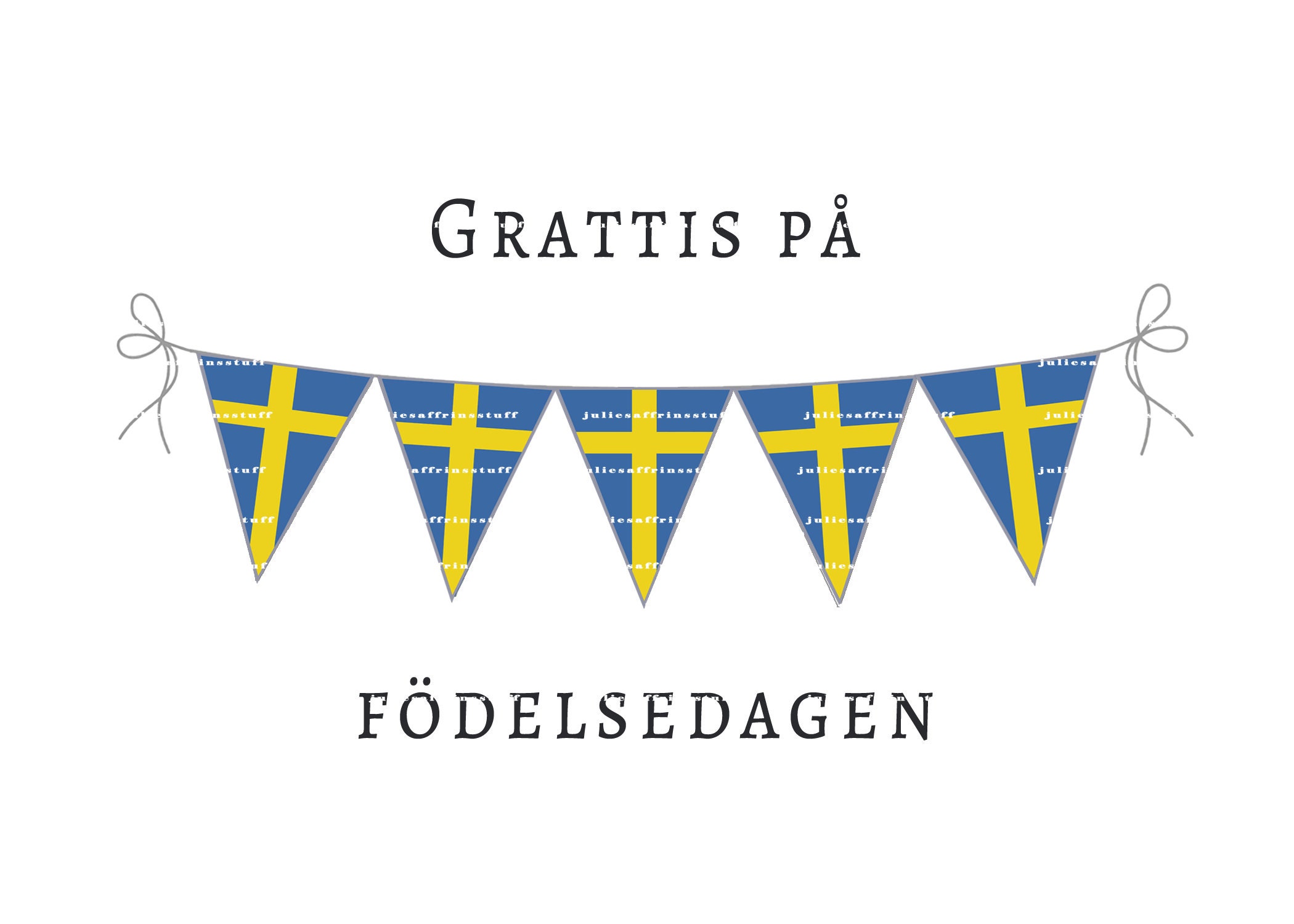Swedish Happy Birthday Card Svierge Sweden Flag Card - Etsy