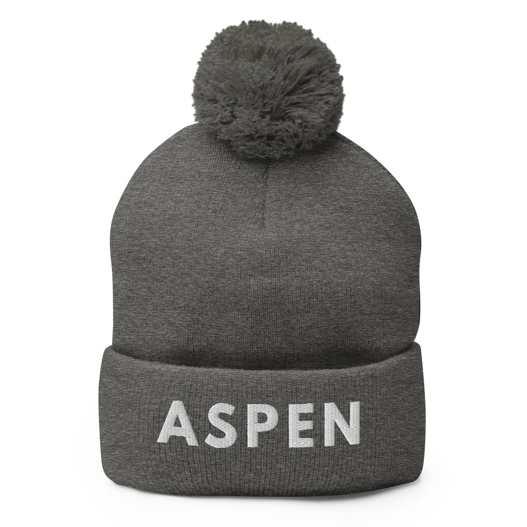 Aspen Colorado Pom-pom Beanie: Unisex Acrylic Knit - Etsy